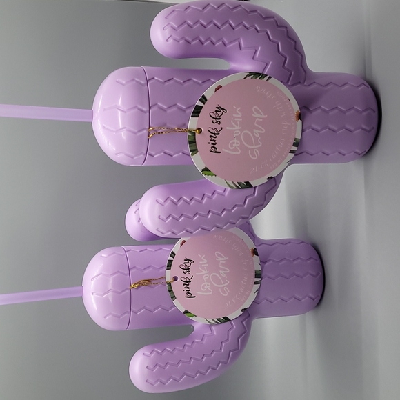 Pink Sky | Dining | Set Of Two New Cactus Cups With Straw | Poshmark